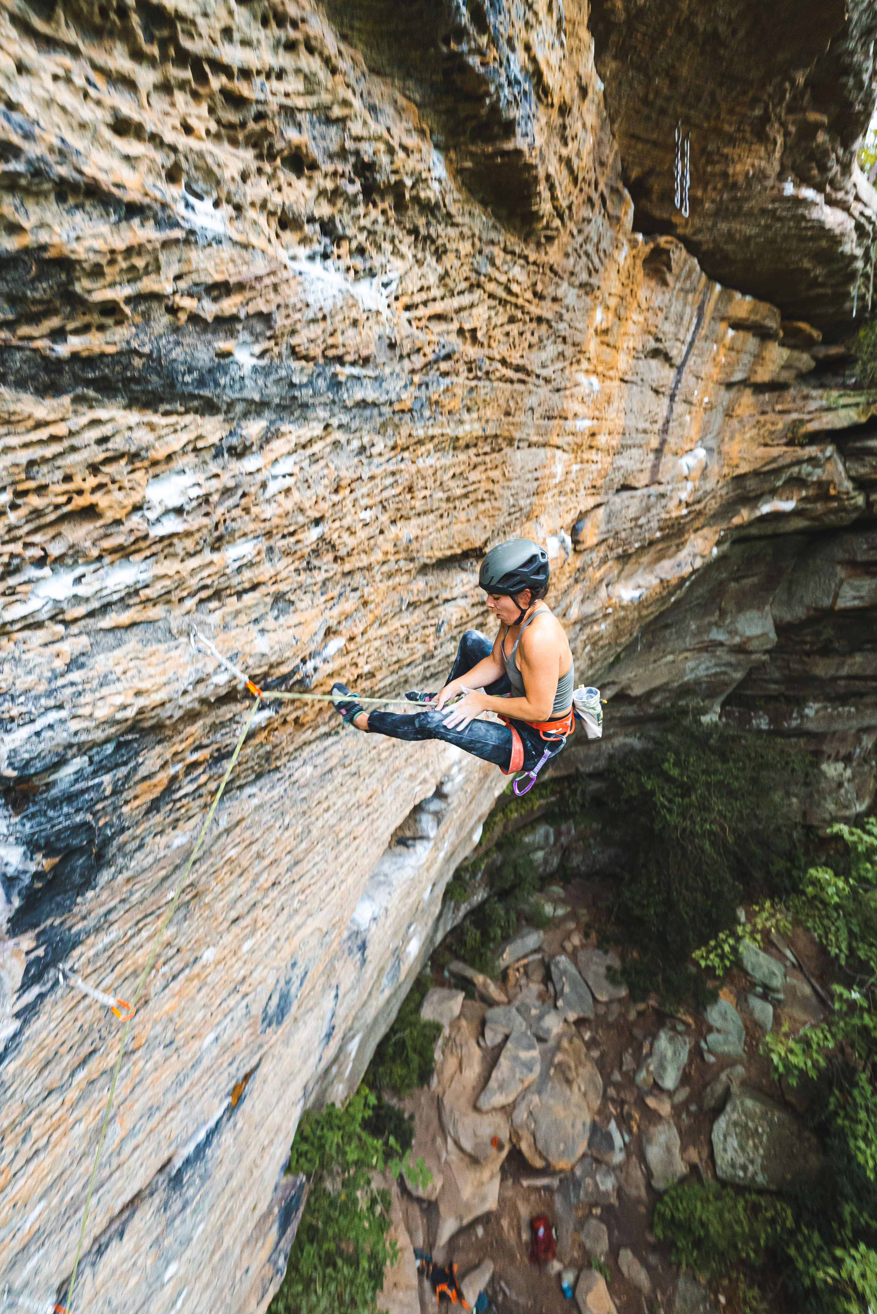 Climber taking a fall